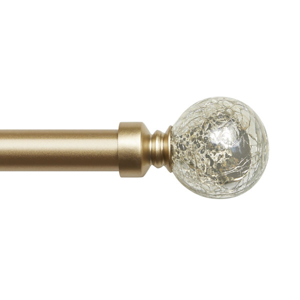 Mercer41 Azilee Exclusive Home Silver Aged Sphere 1" Curtain Rod and Coordinating Finial Set ...